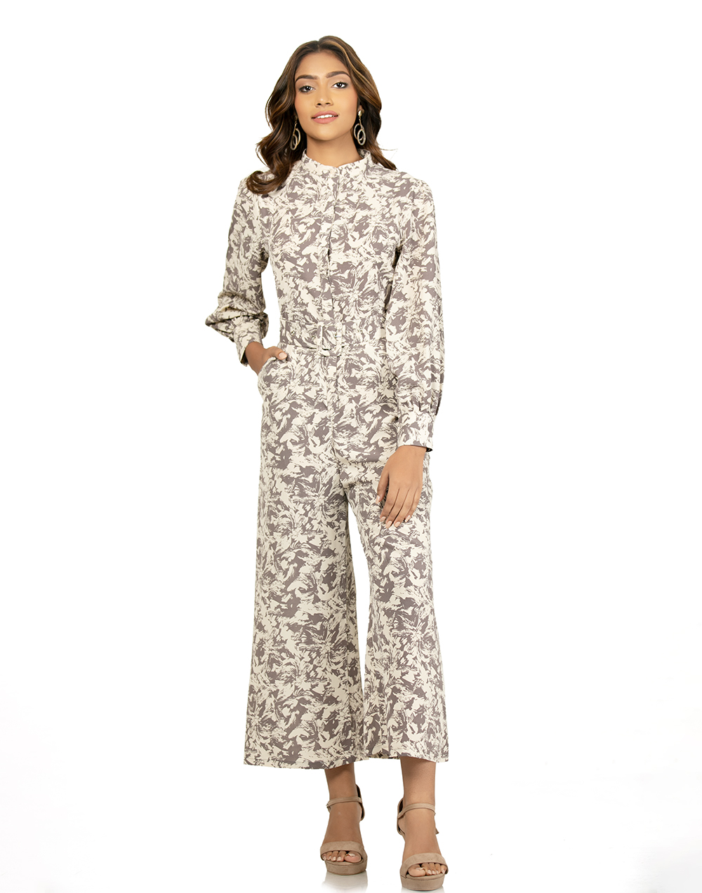 Long Sleeve Printed Jumpsuit – Diliganz Fasion